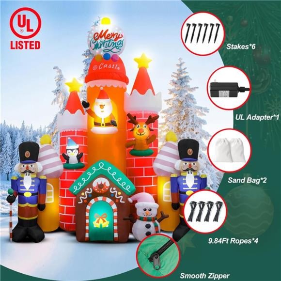 Holiday | 11ft Christmas Inflatables Castle Blow Up Decorations Outdoor ...